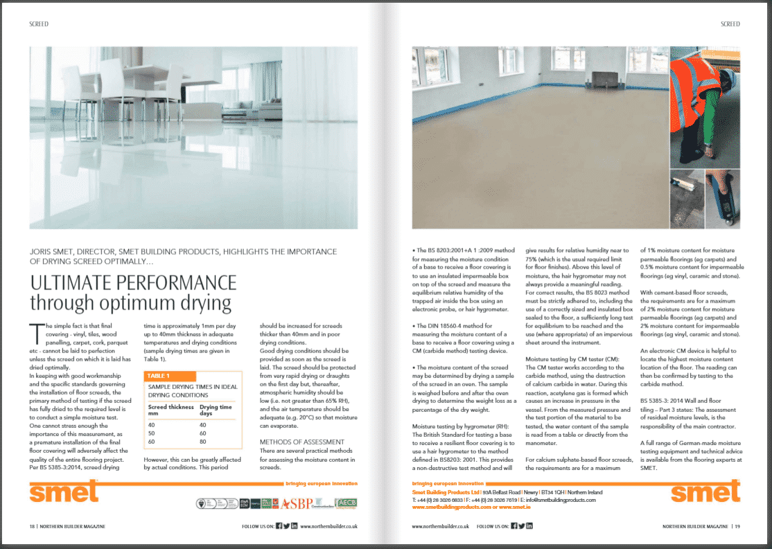 The Ultimate in Screed Performance - through optimum drying - SMET